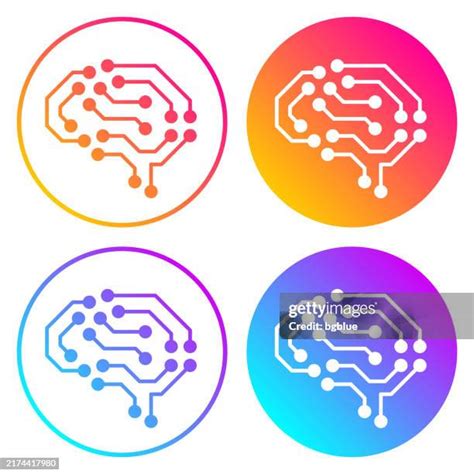 Artificial Intelligence Brain With Circuit Board Round Icons With Color Gradients High-Res ...
