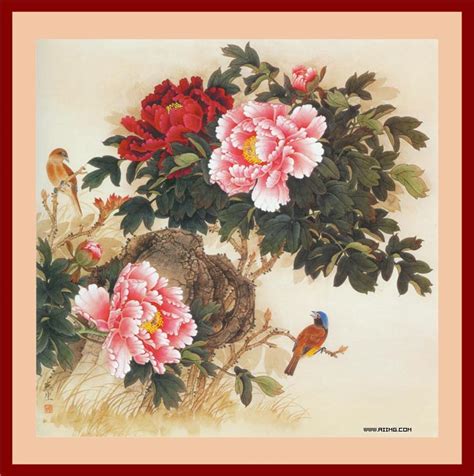 牡丹花鸟中堂画1 爱图网