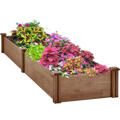 Yaheetech Wooden Raised Garden Bed Planter Box Dark Brown