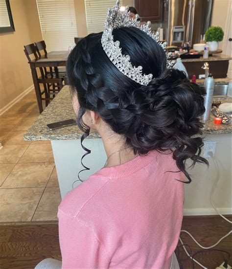 Sweet 15 Hairstyles Quince Hairstyles With Crown Bun Hairstyles