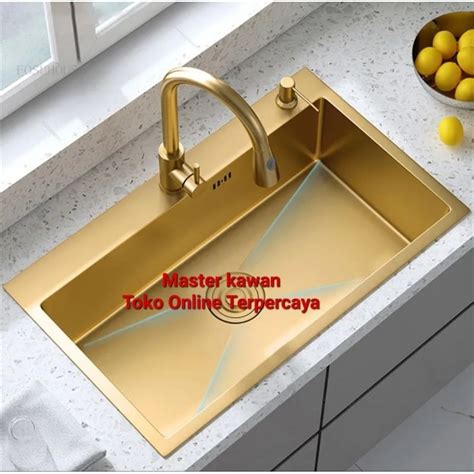 Jual Paket Lengkap Kitchen Sink Stainless GOLD KRAN TARIK GOLD Shopee Indonesia