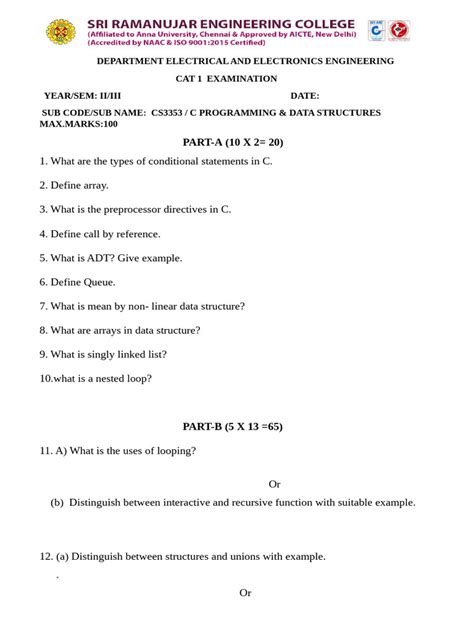 C Programming And Data Structures Exam Guide Pdf