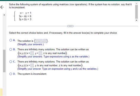 Solved Solve The Following System Of Equations Using Chegg
