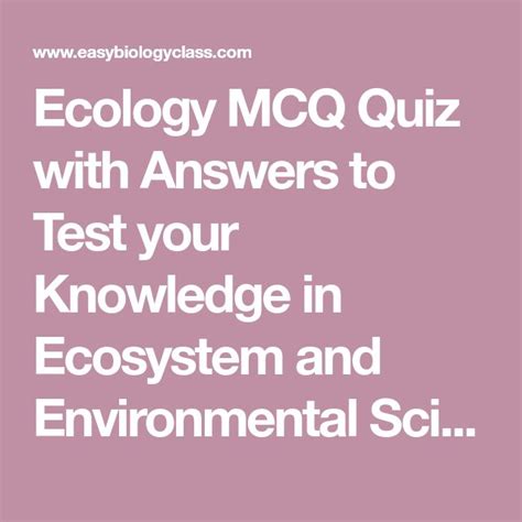 Ecology Mcq Quiz With Answers To Test Your Knowledge In Ecosystem And