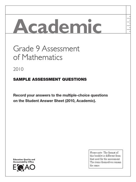 2010 Eqao Practice Test Pdf Area Multiple Choice