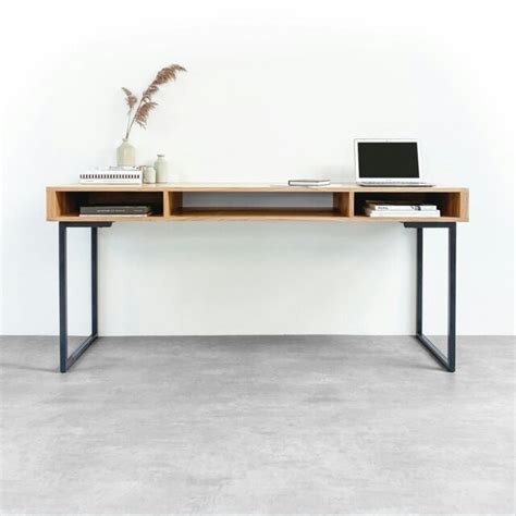 Rackhams Marston Wide Console Desk On Minimalist Square Legs Dark