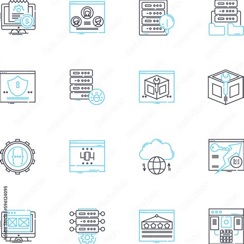 Graphic Design Linear Icons Set Typography Color Theory Layout Branding Composition Vector