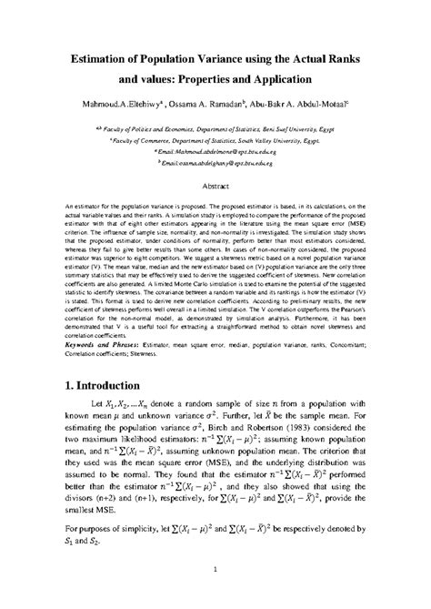 A New Estimator Of Variance 23 Estimation Of Population Variance