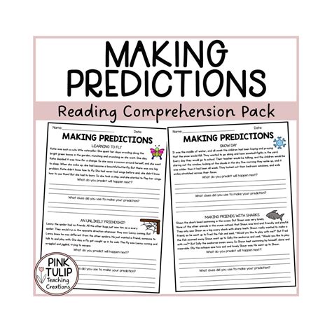 Making Predictions Predicting Reading Worksheet Pack Etsy