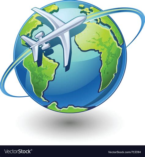 Airplane Flying The Earth Royalty Free Vector Image