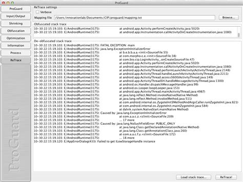 Proguard Proguardgui Doesnt De Obfuscates Stack Traces Stack Overflow