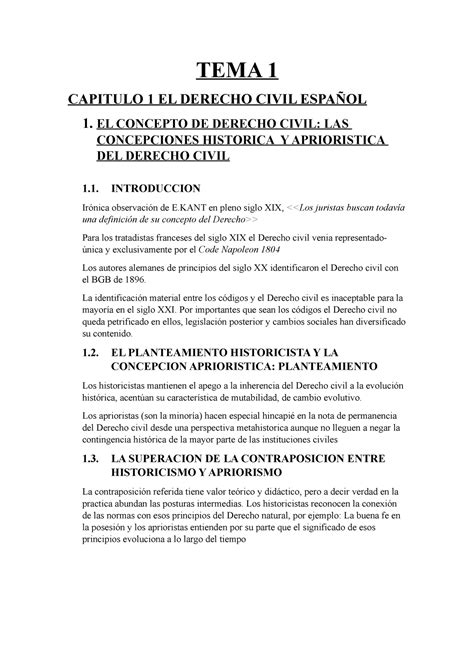 TEMA Derecho civil parte general y persona TEMA CAPITULO EL DERECHO CIVIL ESPAÑOL