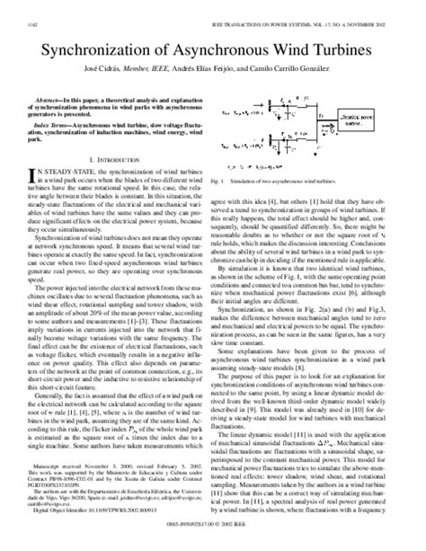 Pdf Synchronization Of Asynchronous Wind Turbines