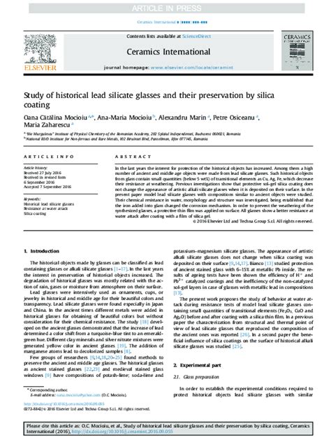 Pdf Preserving Lead Silicate Glasses With Silica Coating