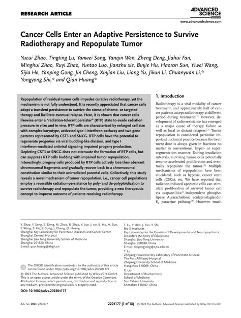 PDF Cancer Cells Enter An Adaptive Persistence To Survive