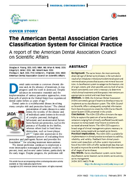 Ada Caries Classification System For Clinical Practice A Comprehensive