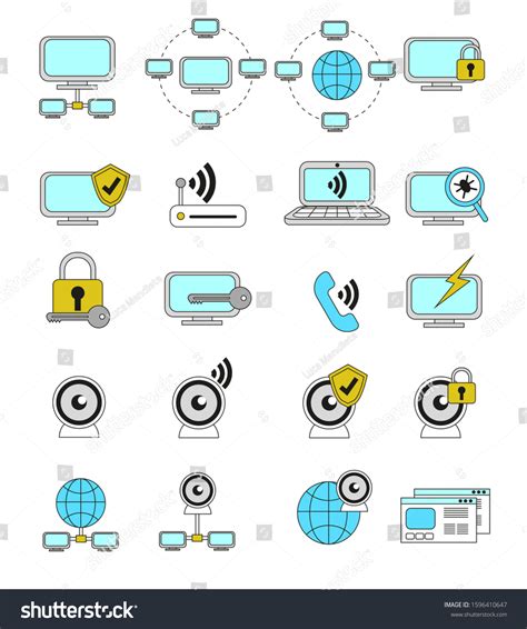 Set Linear Icons Computer Science Internet Stock Vector Royalty Free