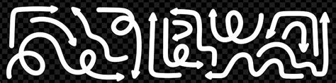 동적 화살표 낙서 세트입니다 다양한 장난기 화살표 트위스트 흰색 선 요소 기발한 디자인 방향 평면 벡터 고립 된 그림 0명에