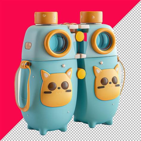 Бинокль мультфильм изометрический рендеринг белого фона Png Psd Премиум Ai сгенерированный Psd