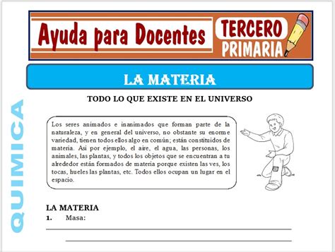 La Materia Para Tercero De Primaria Ayuda Para Docentes