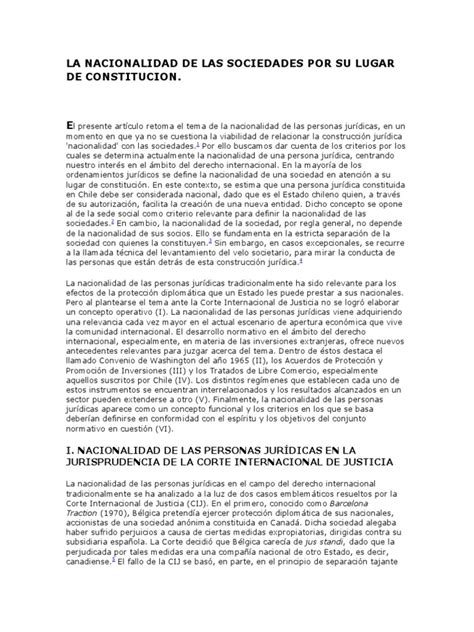 La Nacionalidad De Las Sociedades Por Su Lugar De Constitucion 2 Pdf