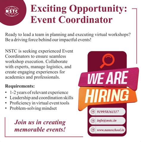 Careeropportunity Eventmanagement Joinourteam Nano Science And