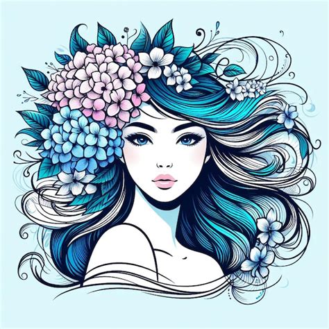 Premium Vector Vector A Drawing Woman With Flowers Background