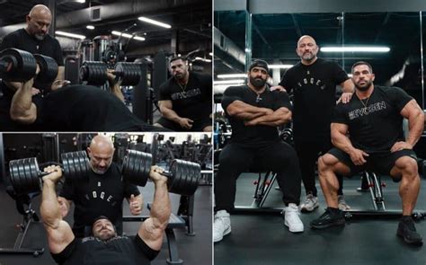 Hadi Choopan a Derek Lunsford na tréninku týdny před Mr Olympia kulturistika