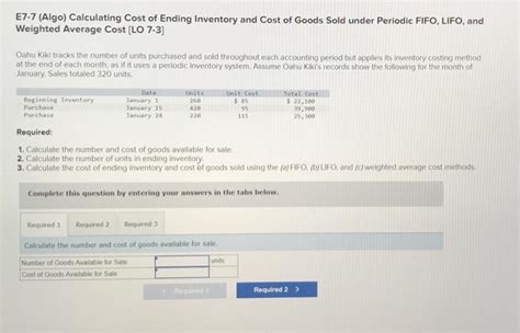 Solved E7 7 Algo Calculating Cost Of Ending Inventory And