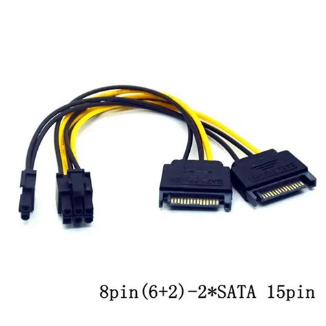 Dual Sata To Pci E 8pin Adapter Cable 18awg Pci E Sata Power Supply