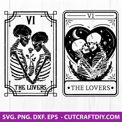 Lovers Tarot Card Svg The Lovers Card Svg Tarot Svg Skull Couple