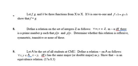 Solved Let F G And H Be Three Functions From X To X If H