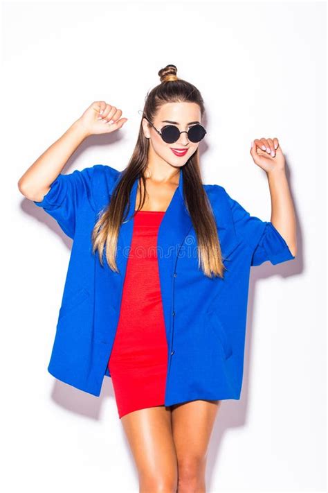 Beauty Fashion Model Woman Portrait Wearing Glasses Stock Image Image