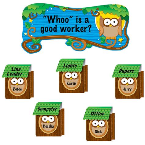 Owl Job Assignment Bulletin Board Set Cd 110138 Carson Dellosa