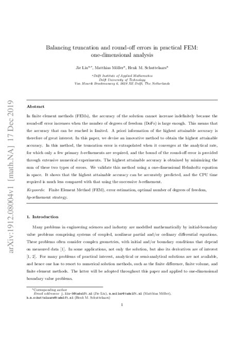 pdf balancing truncation and round off errors in practical fem one