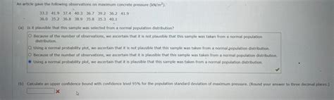 Solved An Article Gave The Following Observations On Maximum
