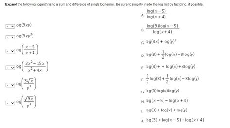 Solved Expand The Following Logarithms To A Sum And