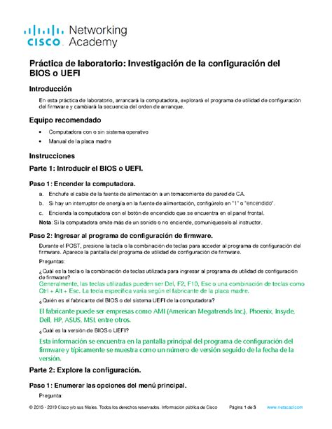 3 1 1 6 Lab Investigate Bios Or Uefi Settings Práctica De Laboratorio Investigación De La
