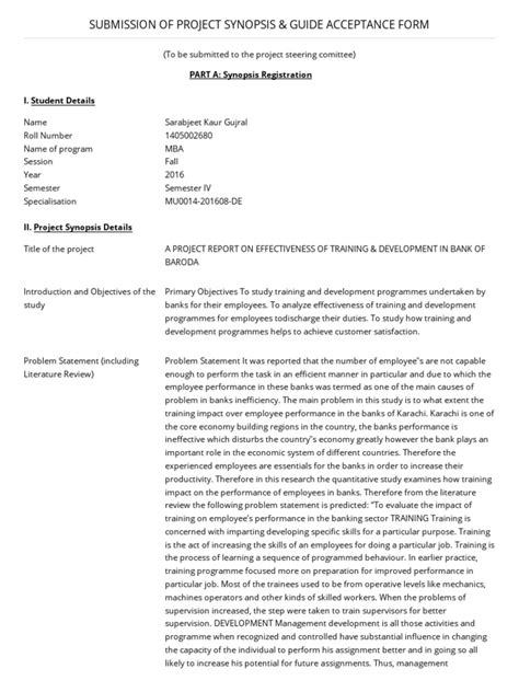 Project Synopsis Submission Details Pdf Sampling Statistics