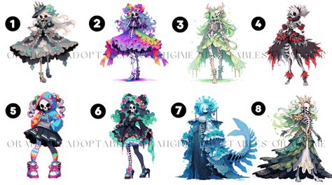 Open Skeleton Girl Adoptable Batch By Orangime On Deviantart