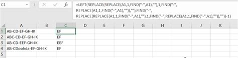 Excel Function To Get Chars Between Hyphens Stack Overflow