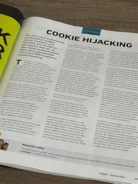 Cybersecurity Cookies Authentication Bcs Timothy Clark