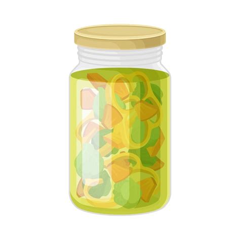 Premium Vector Glass Jar With Preserved Vegetable Salad Vector