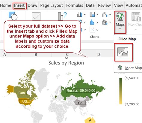 how to map data in excel with built in map and custom shapes excel insider