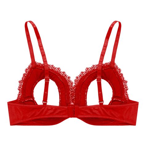 FEESHOW Damen Offene Brust BH Spitze Unterwäsche Dessous Nippelfrei Bra