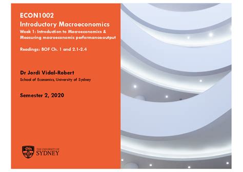 ECON1002 Lecture Week 1 ECON Introductory Macroeconomics Week 1 Introduction To