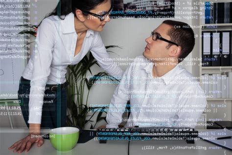 Team Of Computer Programmers Analyzing Code Stock Image Image Of