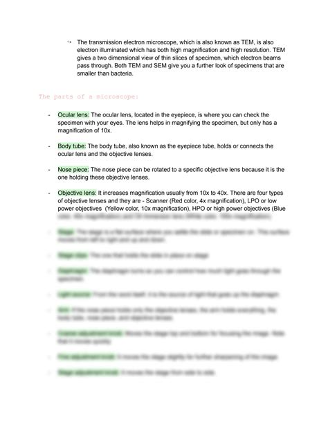 Solution Science 7 Microscopy Reviewer With Worksheet And Answer Key