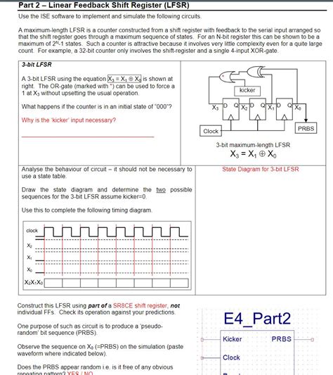 Part 2 Linear Feedback Shift Register LFSR Use Chegg