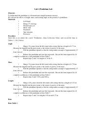 Exploring Pendulum Physics Effects Of Length Mass Angle Course Hero